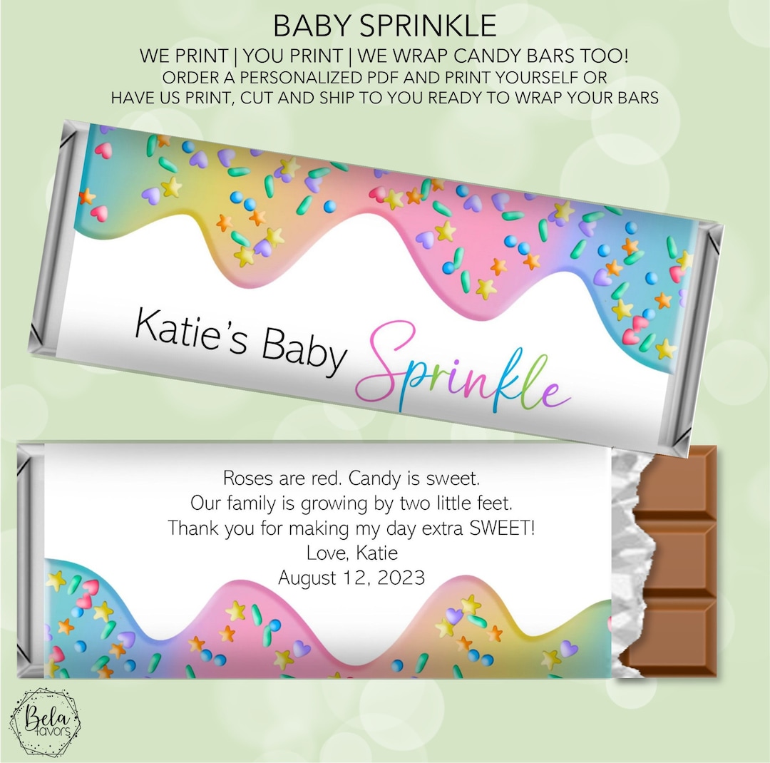 Baby Sprinkle Party Favors | Custom Personalized Candy Bar Wrappers ...