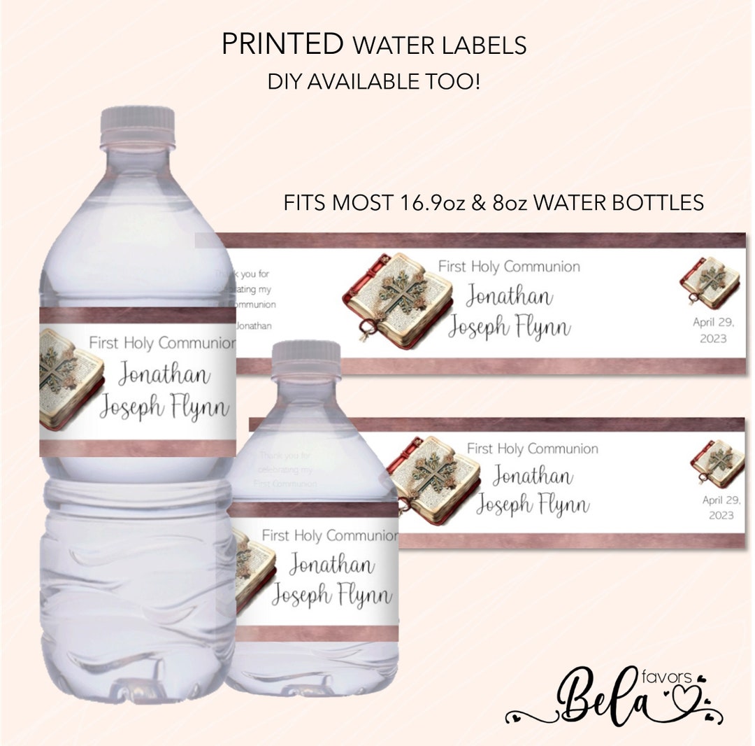 Red Bible First Holy Communion Favors | Personalized Water Bottle ...