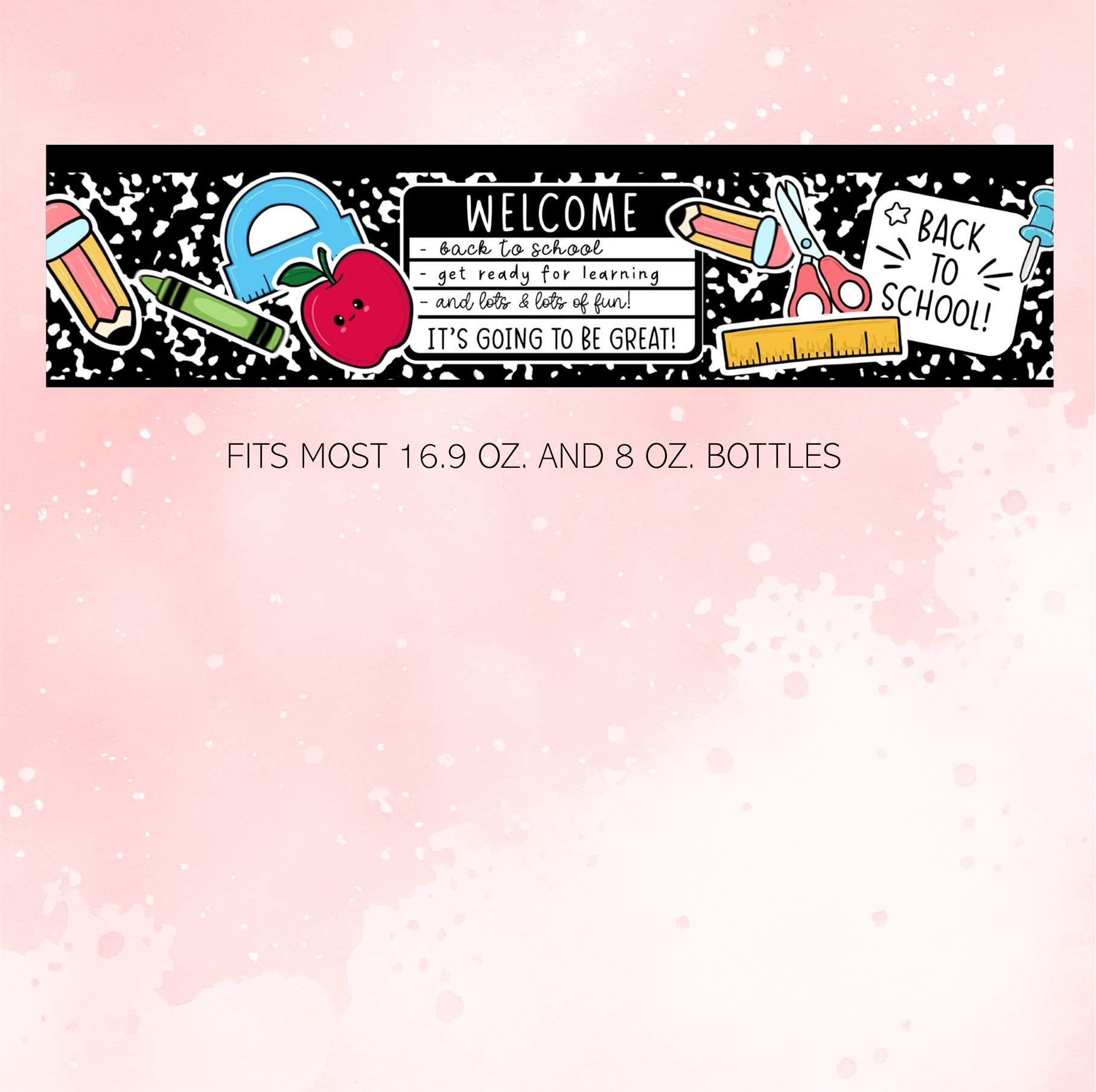 Book First Day of School Water Bottle Labels, for Any Grade, Welcome ...