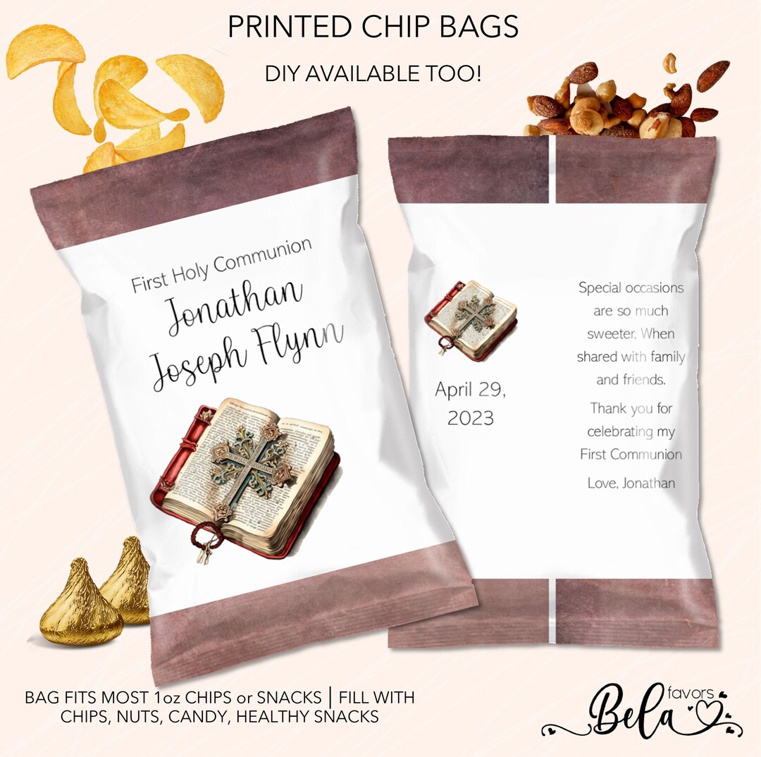 Printed or DIY First Holy Communion Custom Chip Bags Girl's or Boy's ...