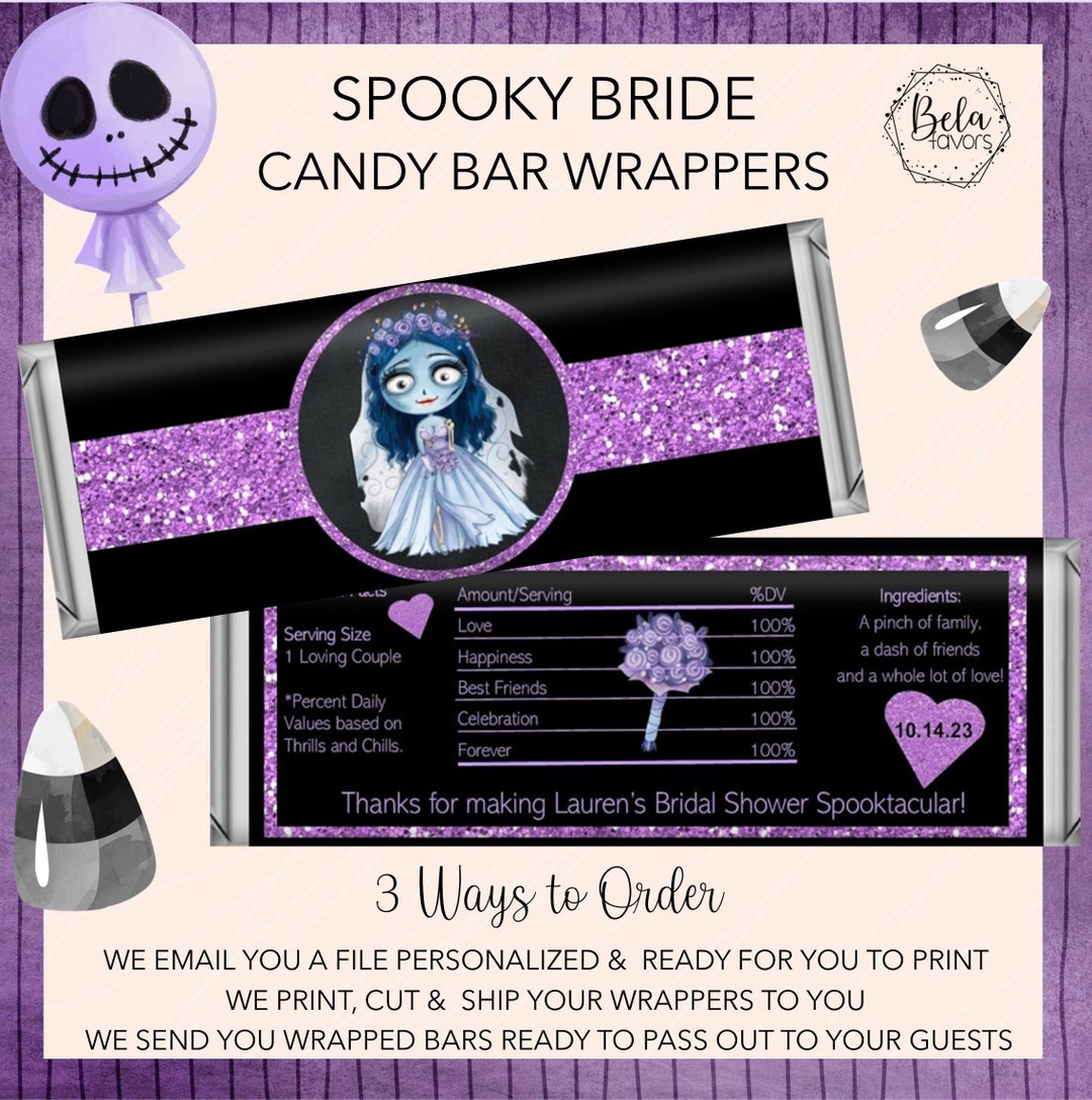 Undead Bride Halloween Wedding or Bridal Shower Candy Bar Wrappers ...