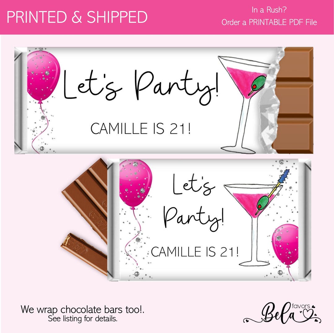 Let's Party! Women's Birthday Candy Bar Wrappers | Any Age | Custom ...