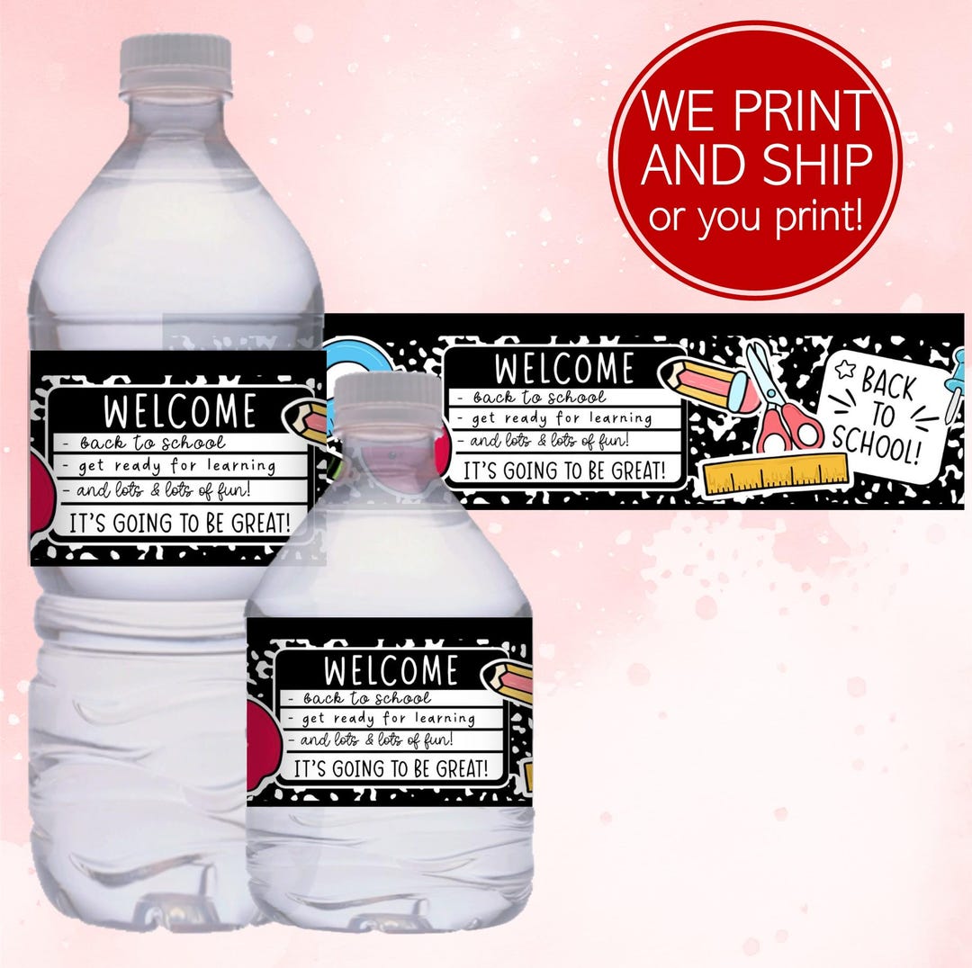 Book First Day of School Water Bottle Labels, for Any Grade, Welcome ...
