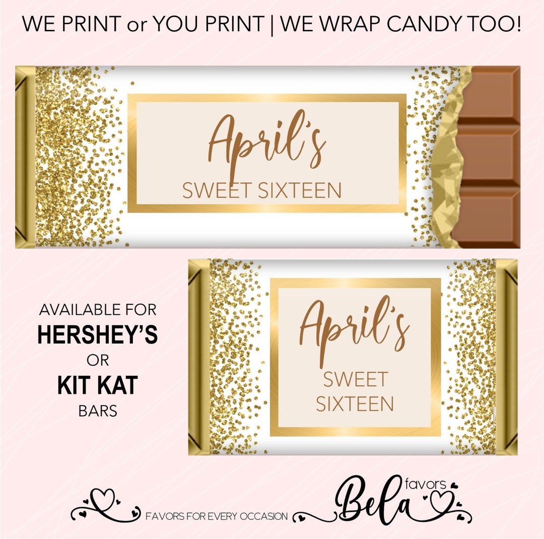 DIY or Printed Candy Wrapper Sweet 16 Hershey Chocolate Kit Kat Bar ...