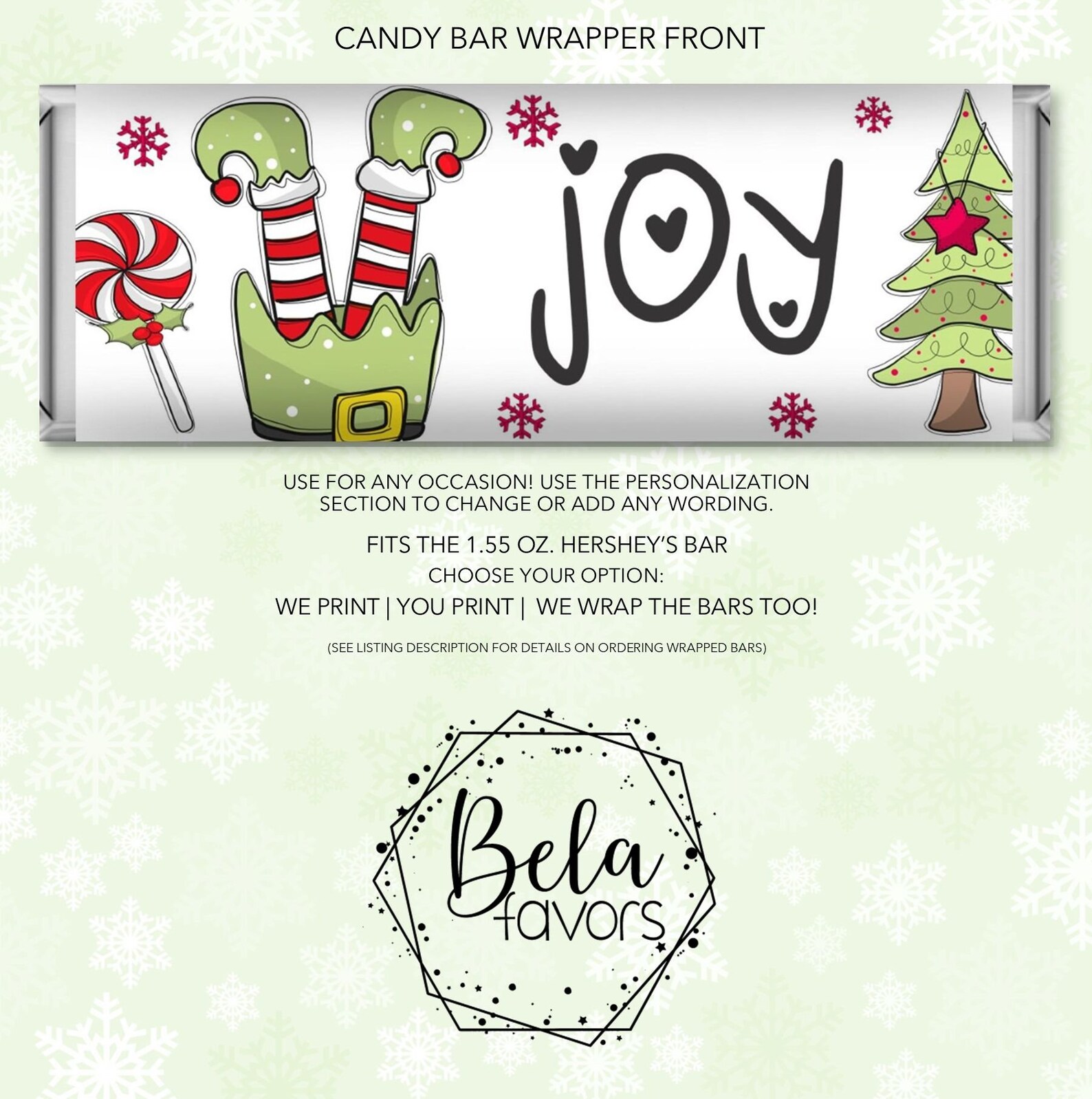 Elf Santa's Helper Christmas Favors | Custom Holiday Chocolate Bars ...