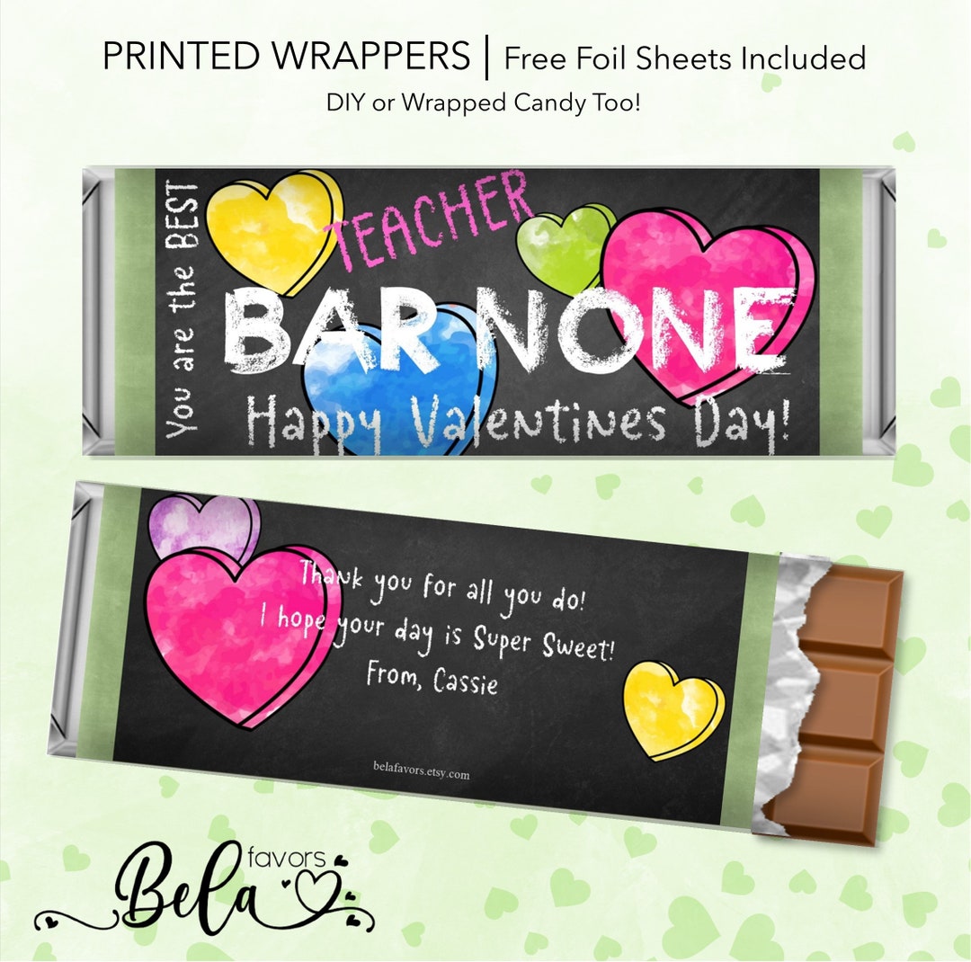 PRINTED or DIY Valentine's Chalkboard Candy Bar Wrappers School Class ...