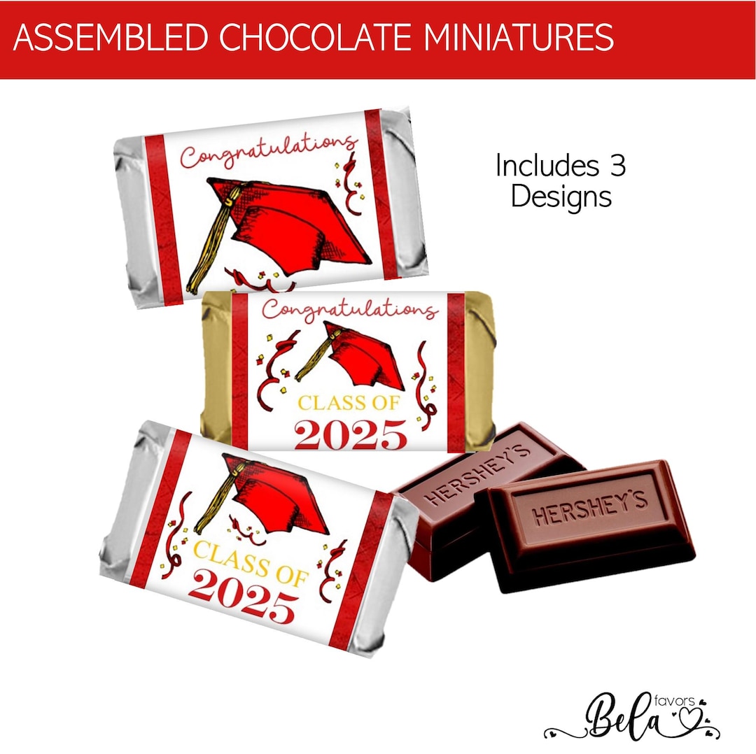 2025 Red and Gold Miniatures | Graduation Party Hershey's Minis Wrapped ...