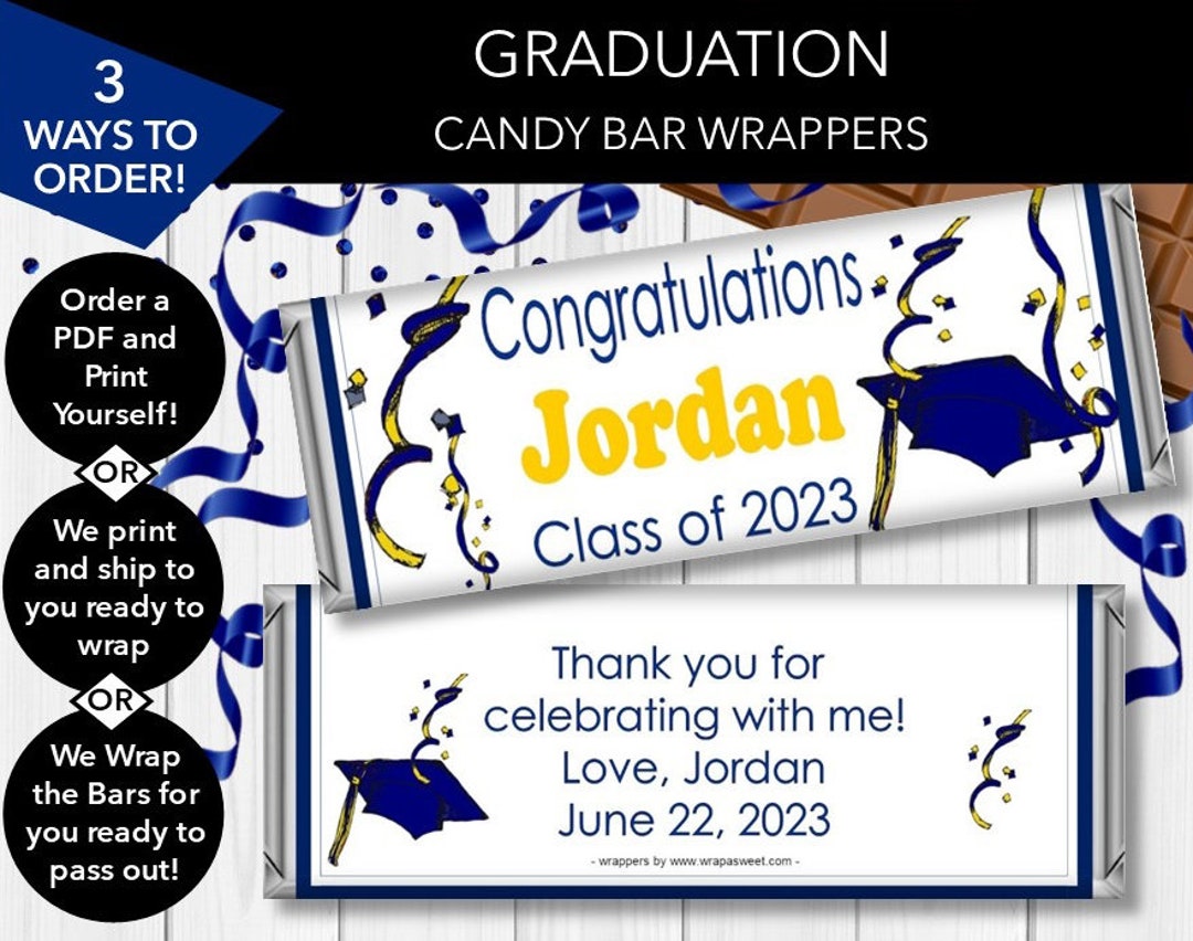 Chocolate Bar Wrappers for the Graduate | Personalized Graduation Candy ...