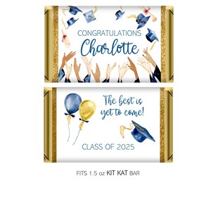 2025 Blue Hat Toss Graduation Candy Bar Wrappers | Graduation Cap ...