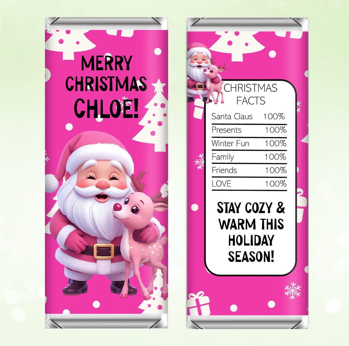 Printed Build-a-santa Chocolate Bars: Christmas Party Favors, Stocking ...