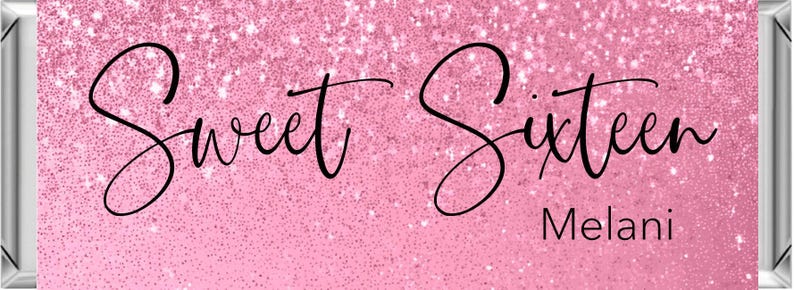 Printed Pink Sweet 16 Candy Wrapper: Personalized Chocolate Party Favor ...