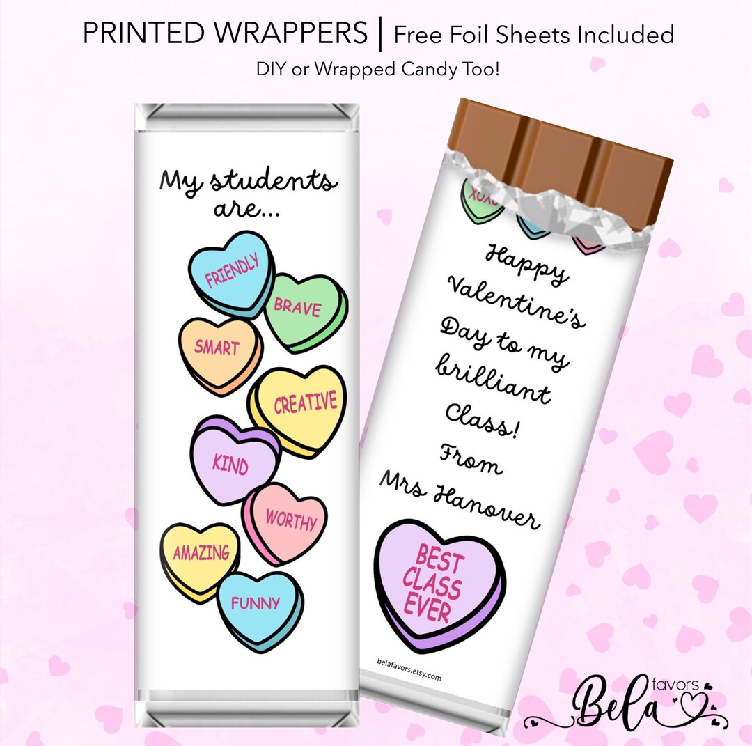 Conversation Hearts Valentine's Day Candy Bar Wrappers | Teacher School ...