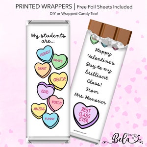 Conversation Hearts Valentine's Day Candy Bar Wrappers | Teacher School ...