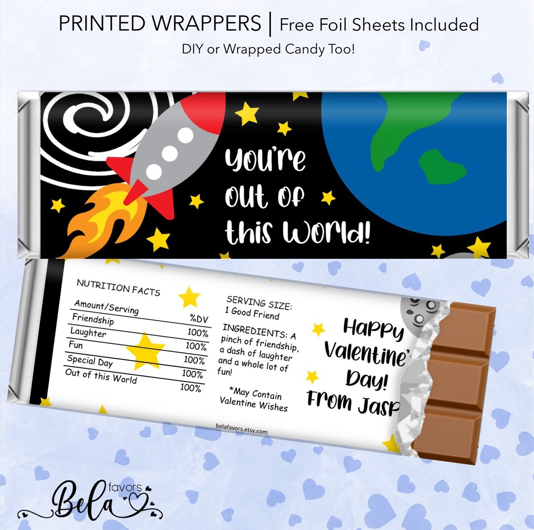 Outer Space Valentine's Day Candy Bar Wrappers | Teacher School Gifts ...