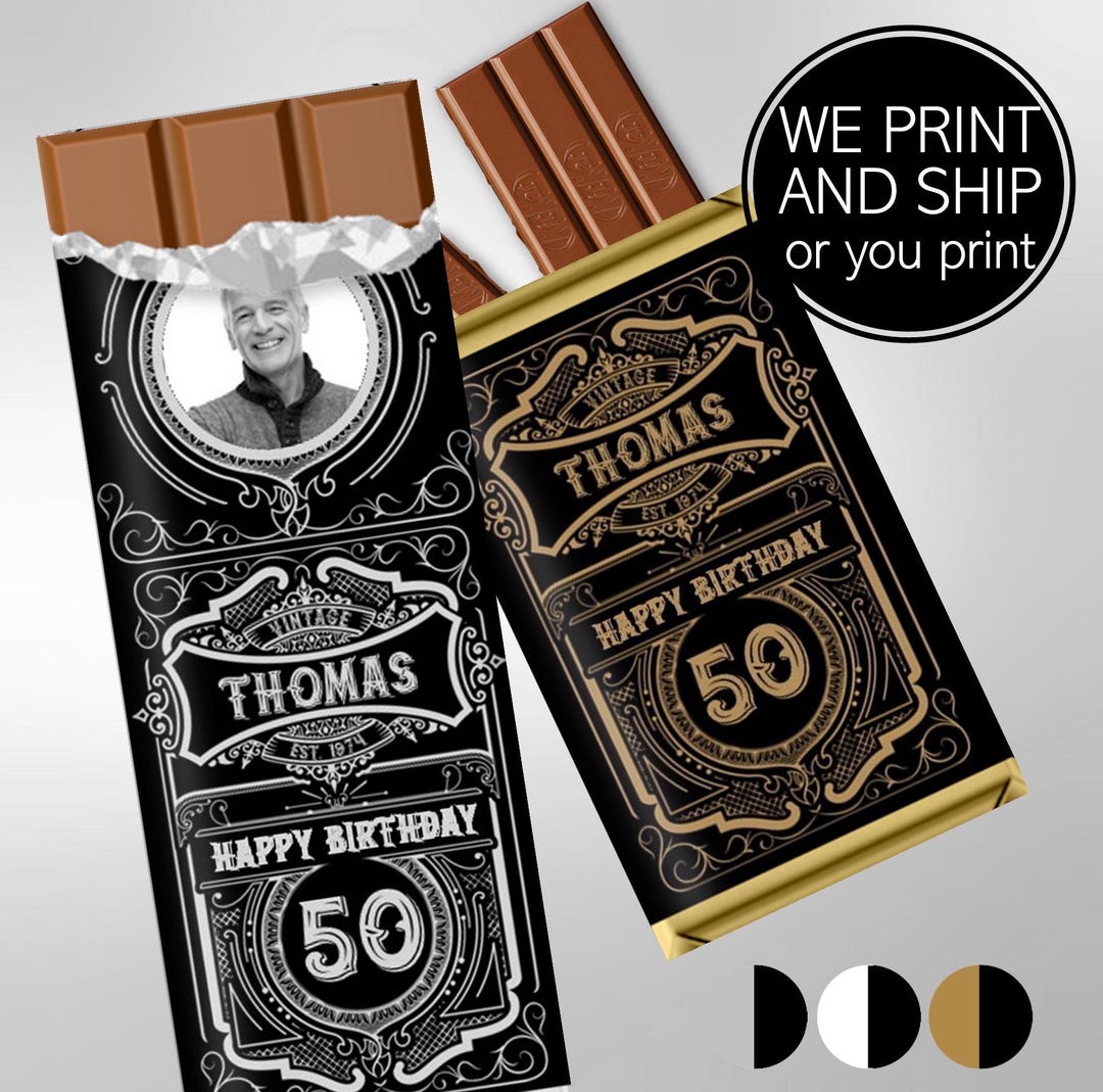 Vintage Men's Birthday Candy Bar Wrappers: Personalized Chocolate Party ...