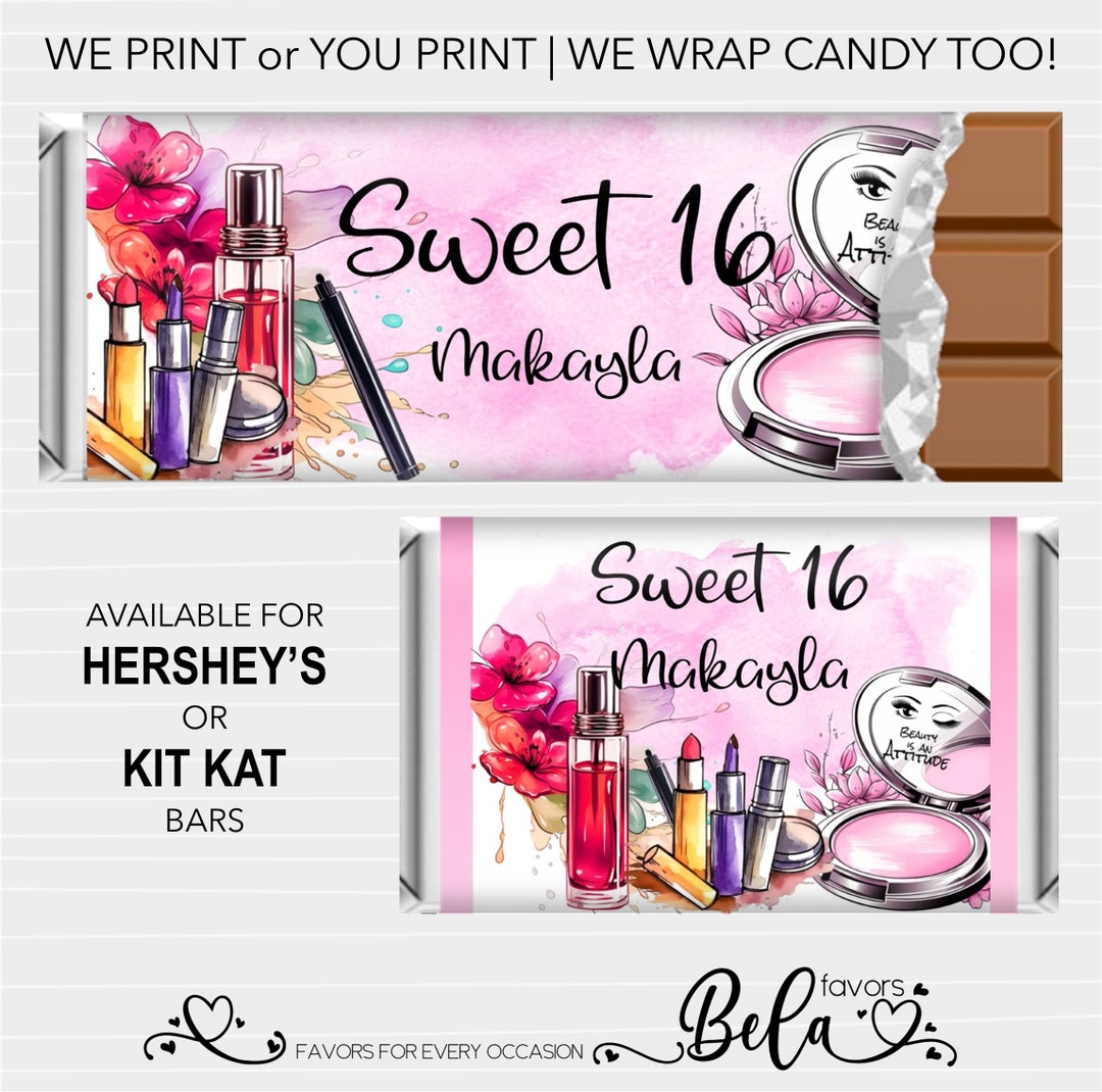 DIY or Printed Candy Wrapper Sweet 16 Hershey Chocolate Kit Kat Bar ...