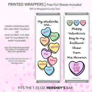 Conversation Hearts Valentine's Day Candy Bar Wrappers | Teacher School ...