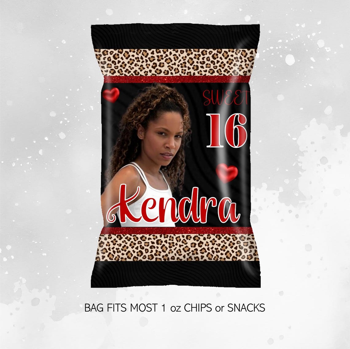 Leopard Print Sweet 16 Chip Bag: Custom Birthday Party Favor (PDF or ...