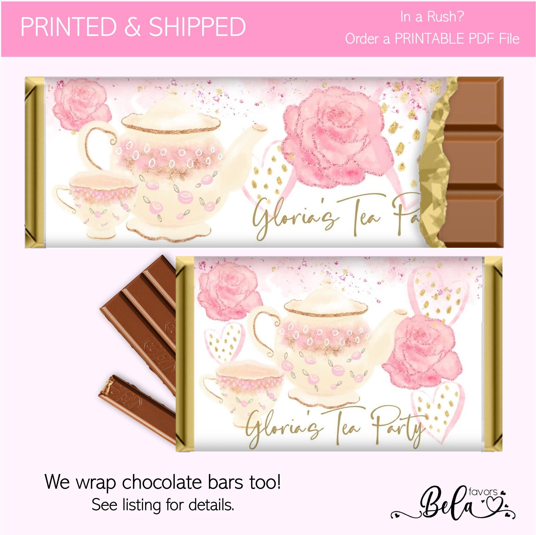 Tea Party Custom Candy Bar Wrappers | Women's Birthday Favors ...
