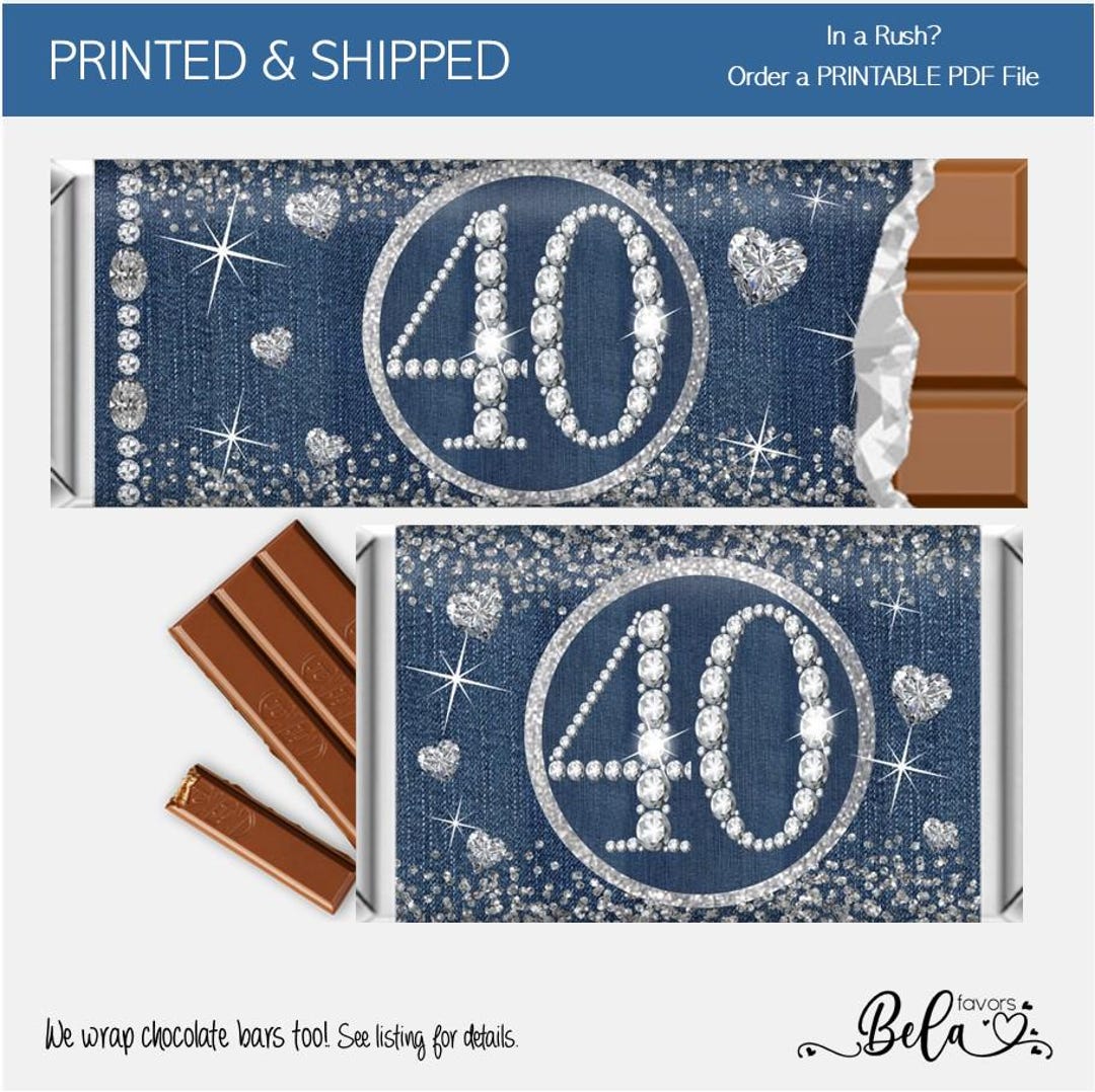 Denim and Diamonds Custom Candy Bar Wrappers Women's Birthday Party ...
