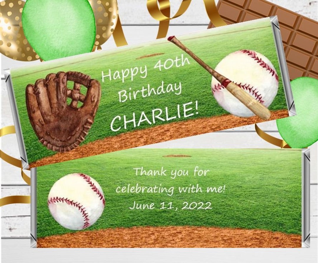 Baseball Chocolate Bar Wrappers Men's Birthday Personalized Custom ...
