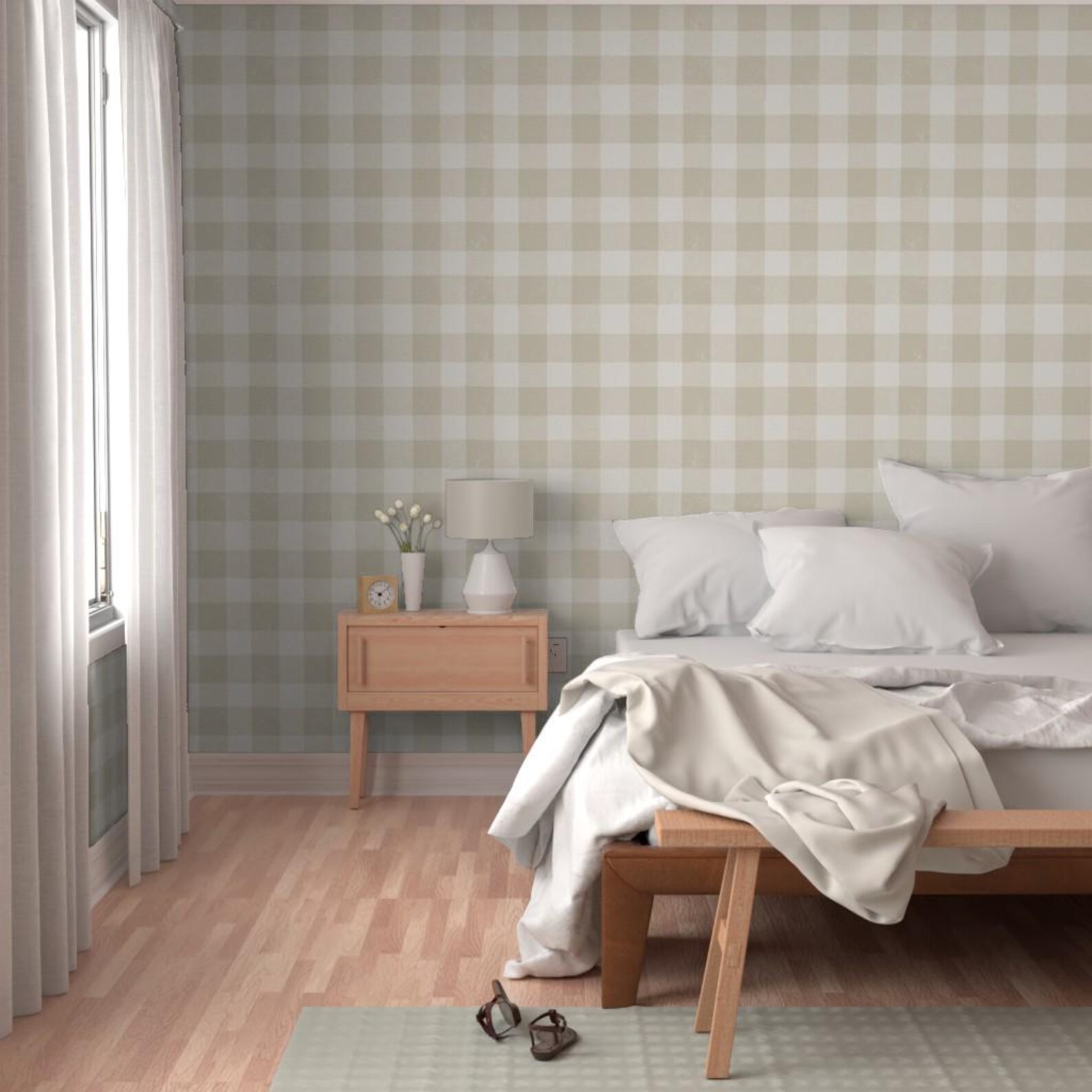 Greige Check Wallpaper – Pastel Gingham Peel and Stick Wallpaper ...