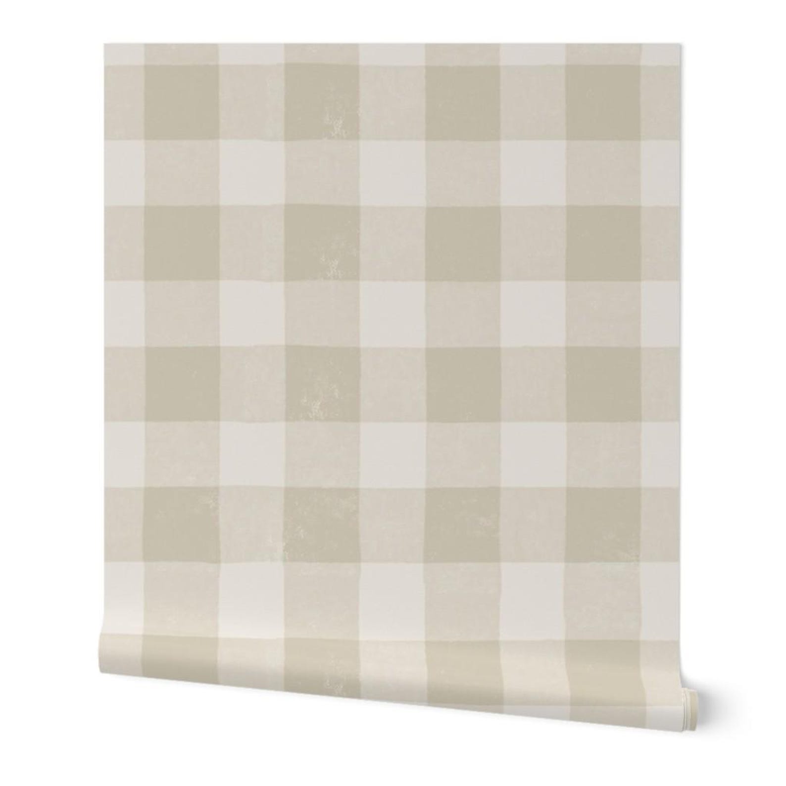 Greige Check Wallpaper – Pastel Gingham Peel and Stick Wallpaper ...