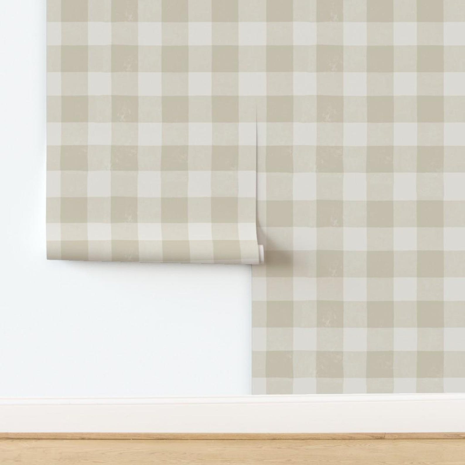 Greige Check Wallpaper – Pastel Gingham Peel and Stick Wallpaper ...