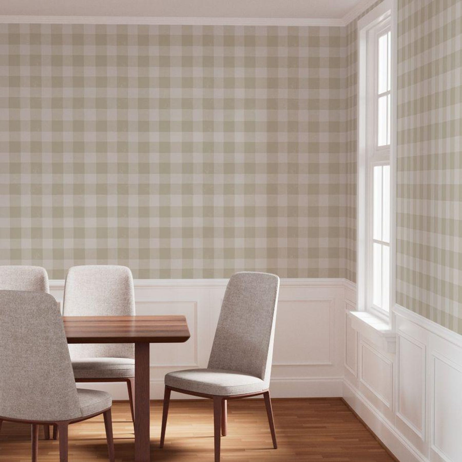 Greige Check Wallpaper – Pastel Gingham Peel and Stick Wallpaper ...