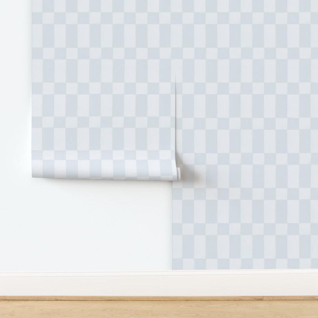 Hand Stamped Checks - Kid Bedroom Wallpaper – Calm Sage Green Removable ...