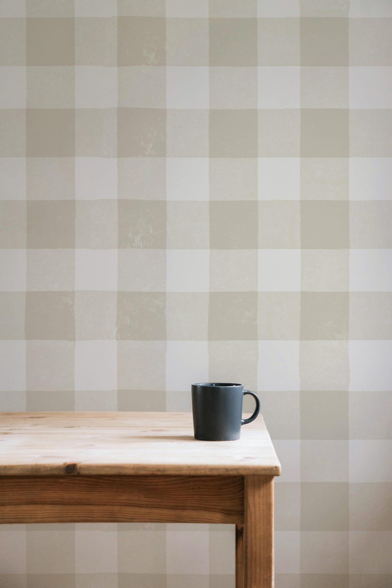 Greige Check Wallpaper – Pastel Gingham Peel and Stick Wallpaper ...