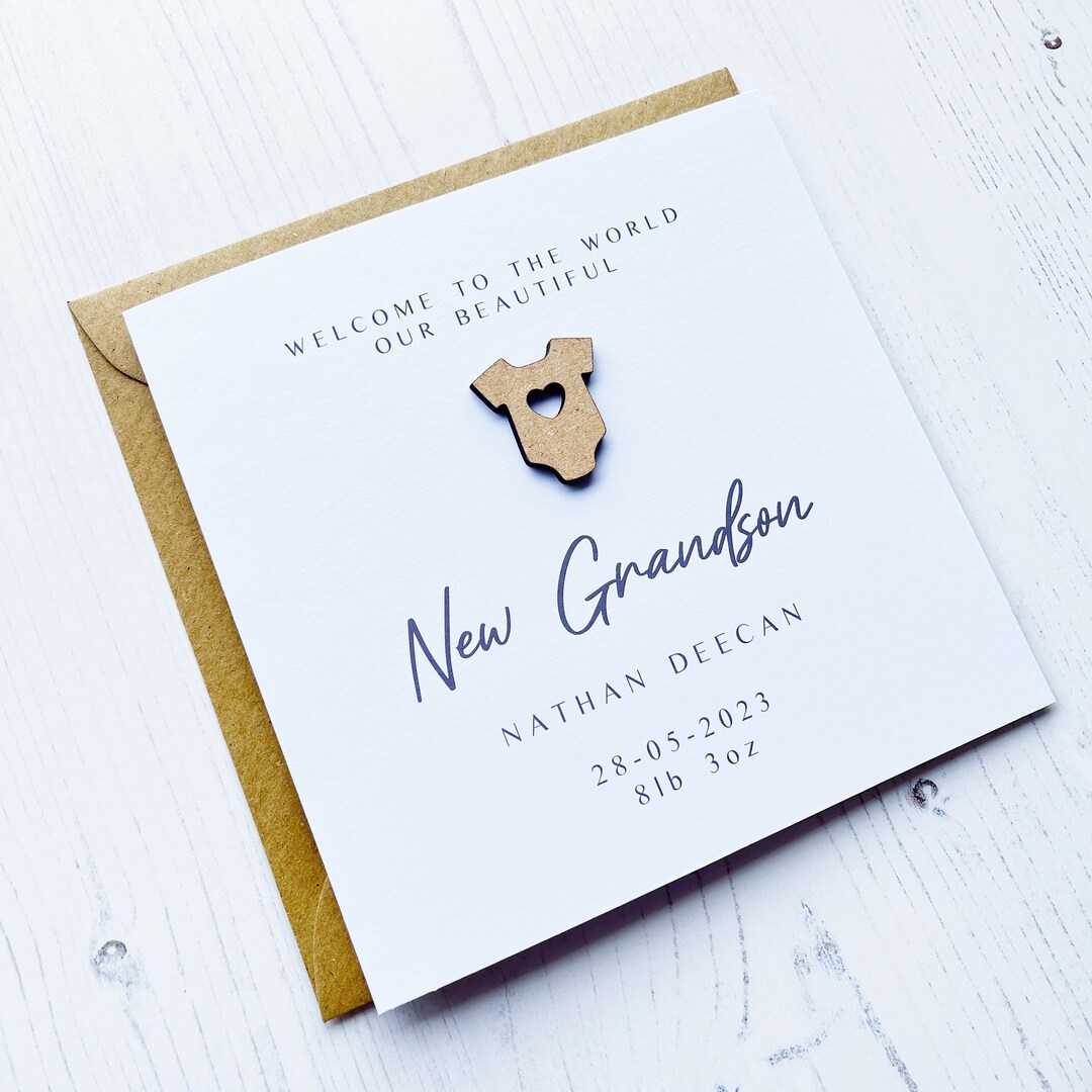 Personalised New Grandson Card Our New Grandson Card Handmade Welcome ...