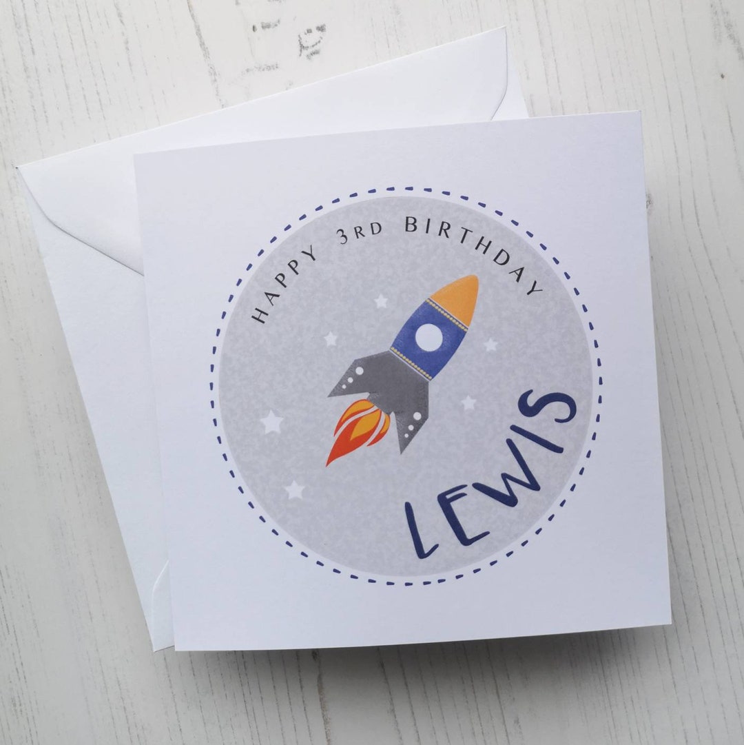 Personalised Children's Birthday Card Rocket Card Space Card Handmade ...
