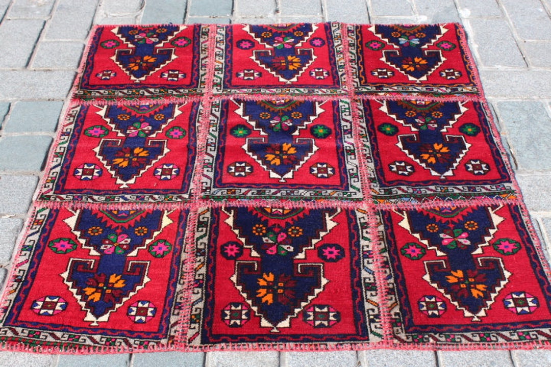 PATCH RUG, 48 X50 Inch, 124 X 129 Cm Patch Work Rug, Patchwork Rug ...