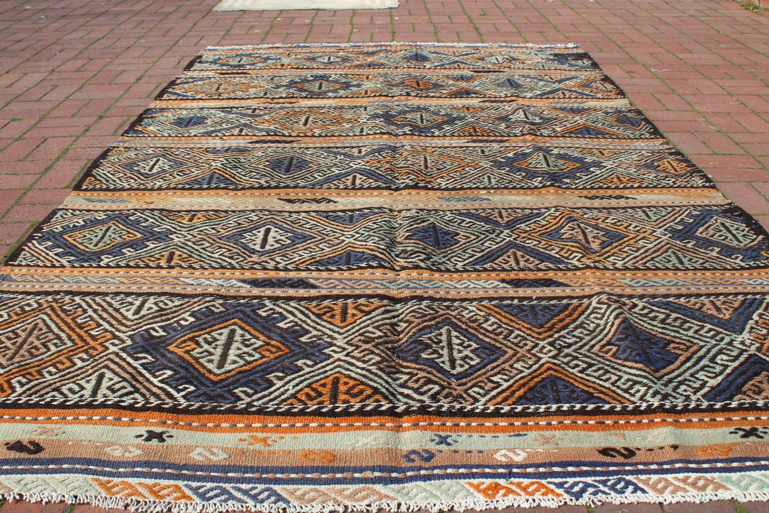 OLD TURKISH KILIM, 69x106 Inch, 176x270 Cm,ethnic Kilim, Turkish Kilim ...