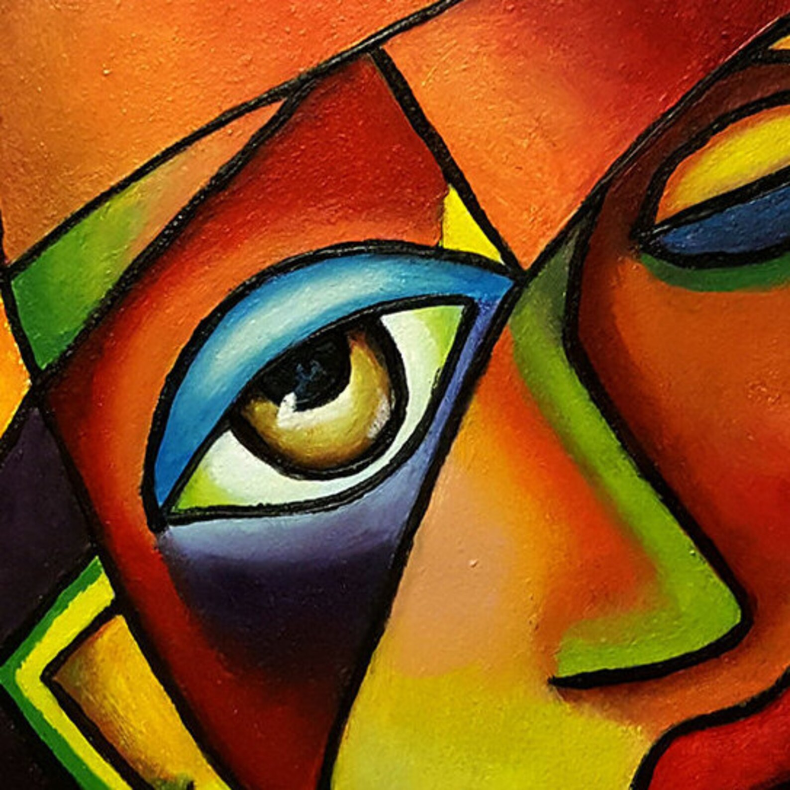 Abstract Face 01 - Oil Painting on Board 6 X 6 Expressionist ...