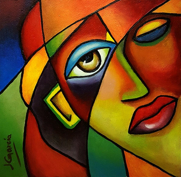 Abstract Face 01 - Oil Painting on Board 6 X 6 Expressionist ...