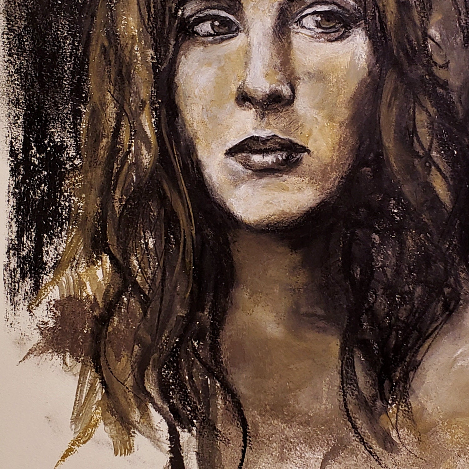 Thoughts - Expressionist Charcoal Portrait 15x22 on Watercolor Paper by ...
