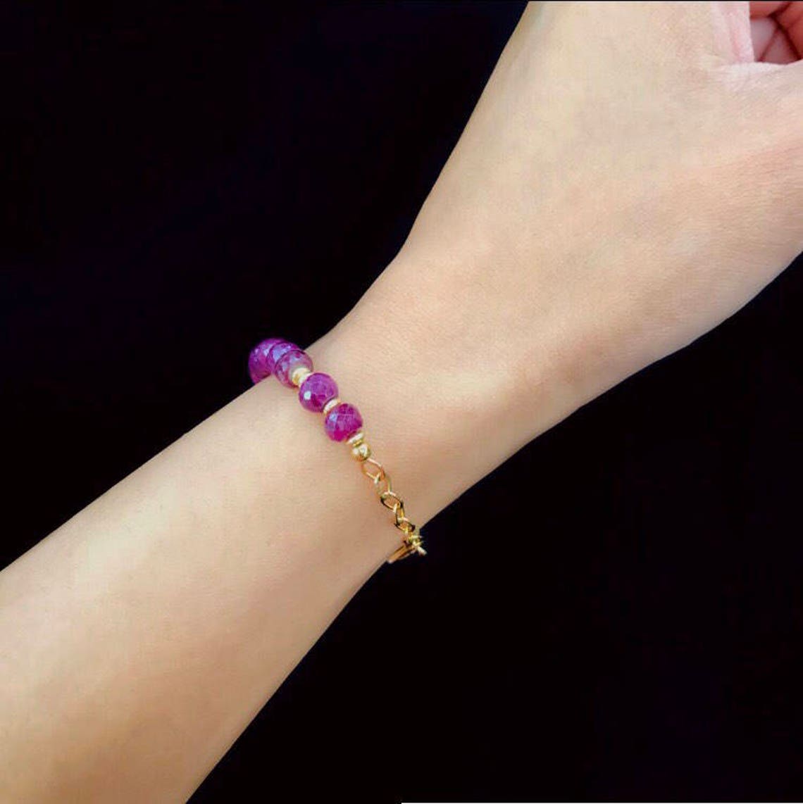 Ruby Birthstone Bracelet Ruby Bead Bracelet for Women Ruby - Etsy