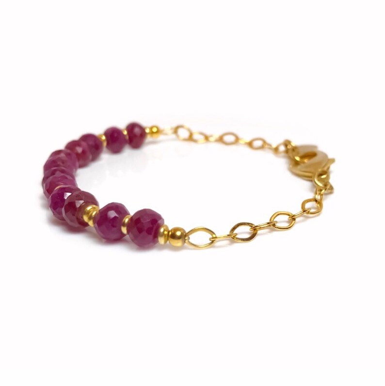 Ruby Birthstone Bracelet Ruby Bead Bracelet for Women Ruby - Etsy