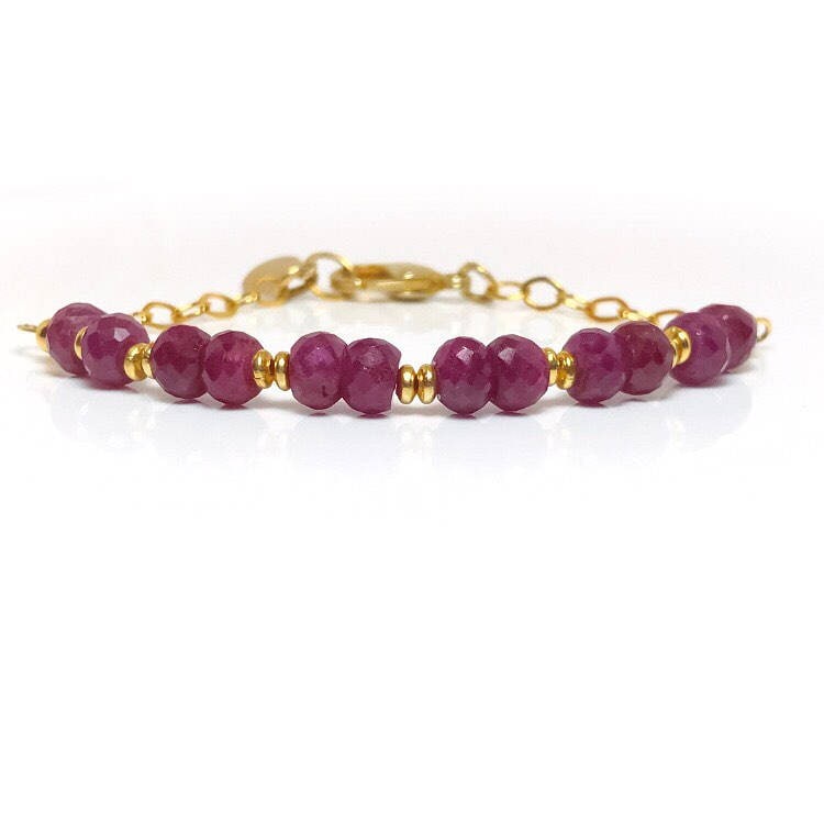 Ruby Birthstone Bracelet Ruby Bead Bracelet for Women Ruby - Etsy