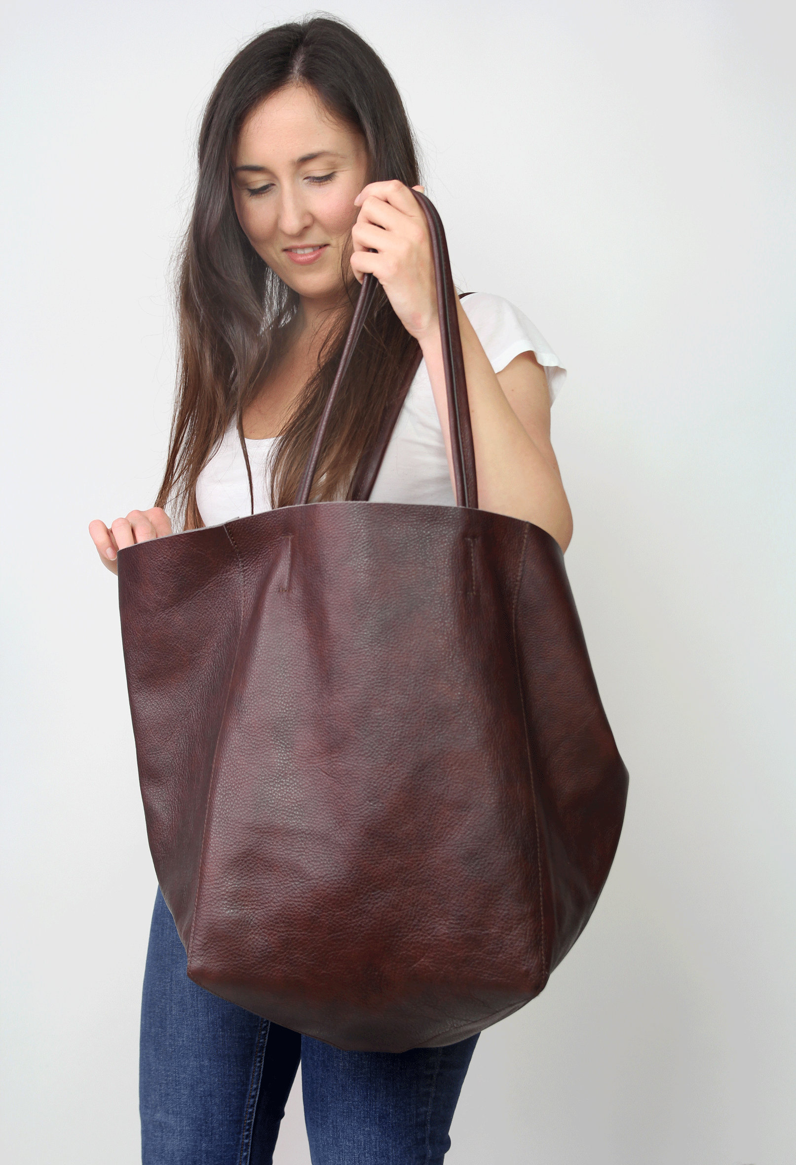 Soft Leather Bag Large Leather Tote Bag Leather Slouchy | Etsy