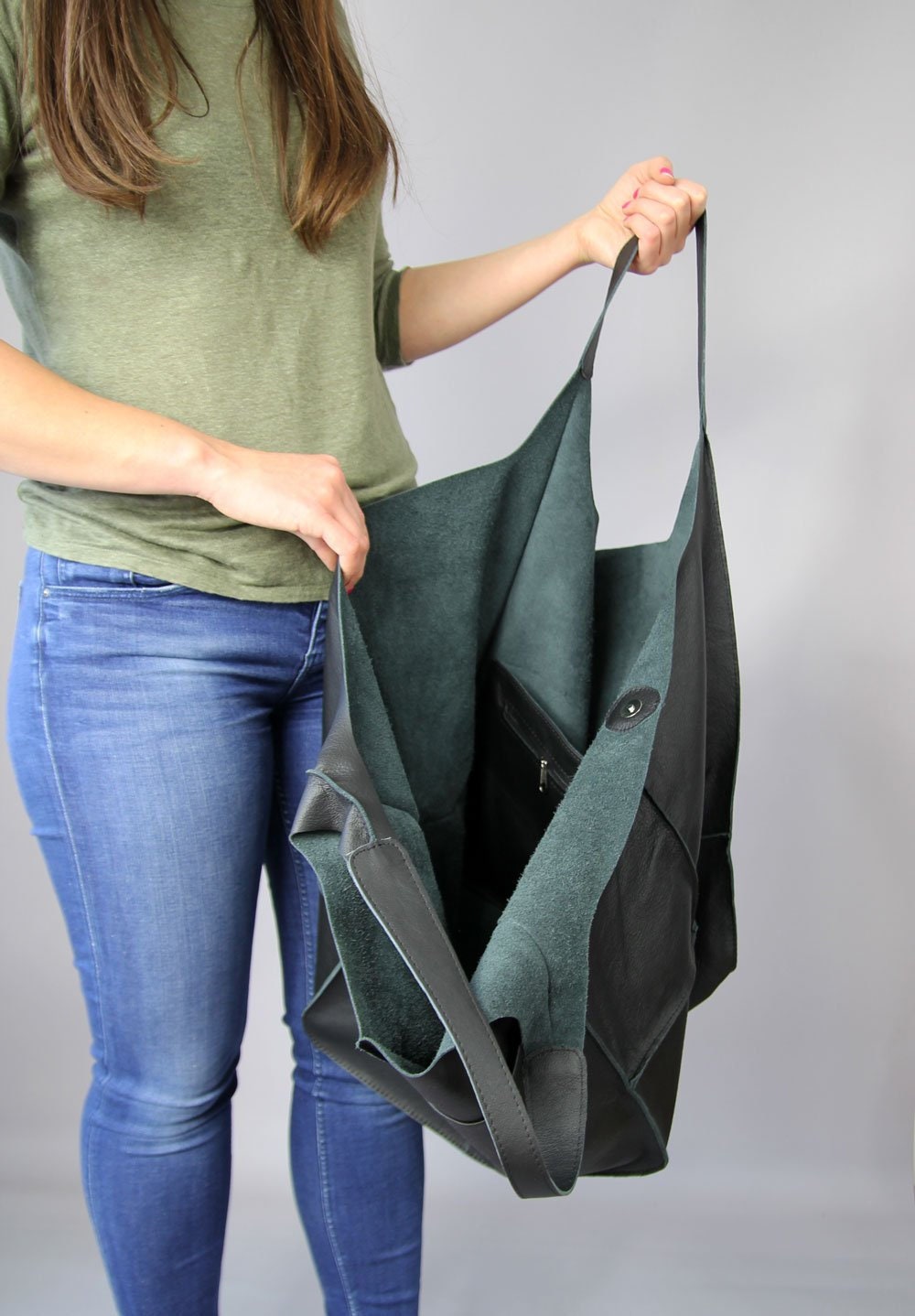 Large black bag Weekender Oversized bag Black Handbag for | Etsy