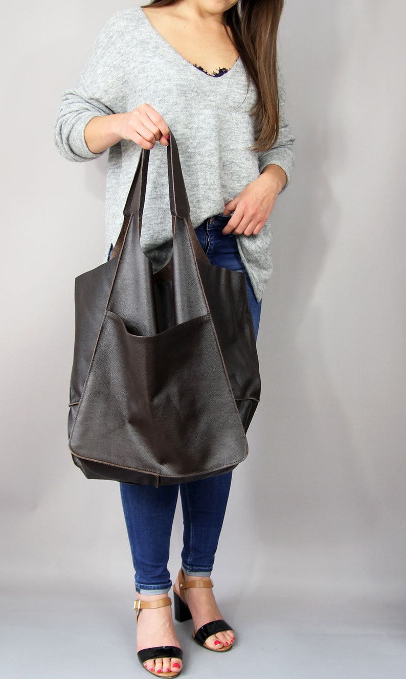 Large Shoulder Bag, Soft Leather Bag, Foldover Bag, Designer Handbag ...