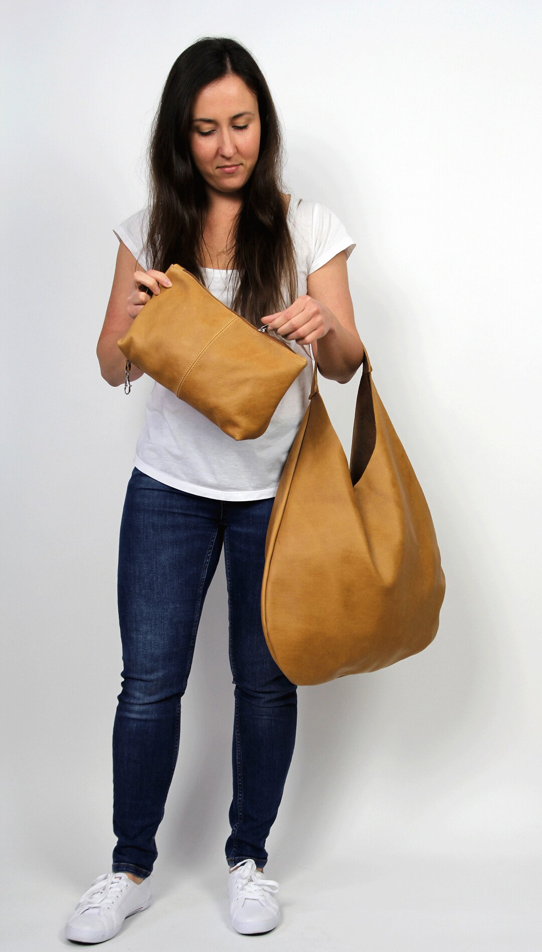 TAN LEATHER HOBO Bag, Camel Brown Handbag for Women, Light Brown ...