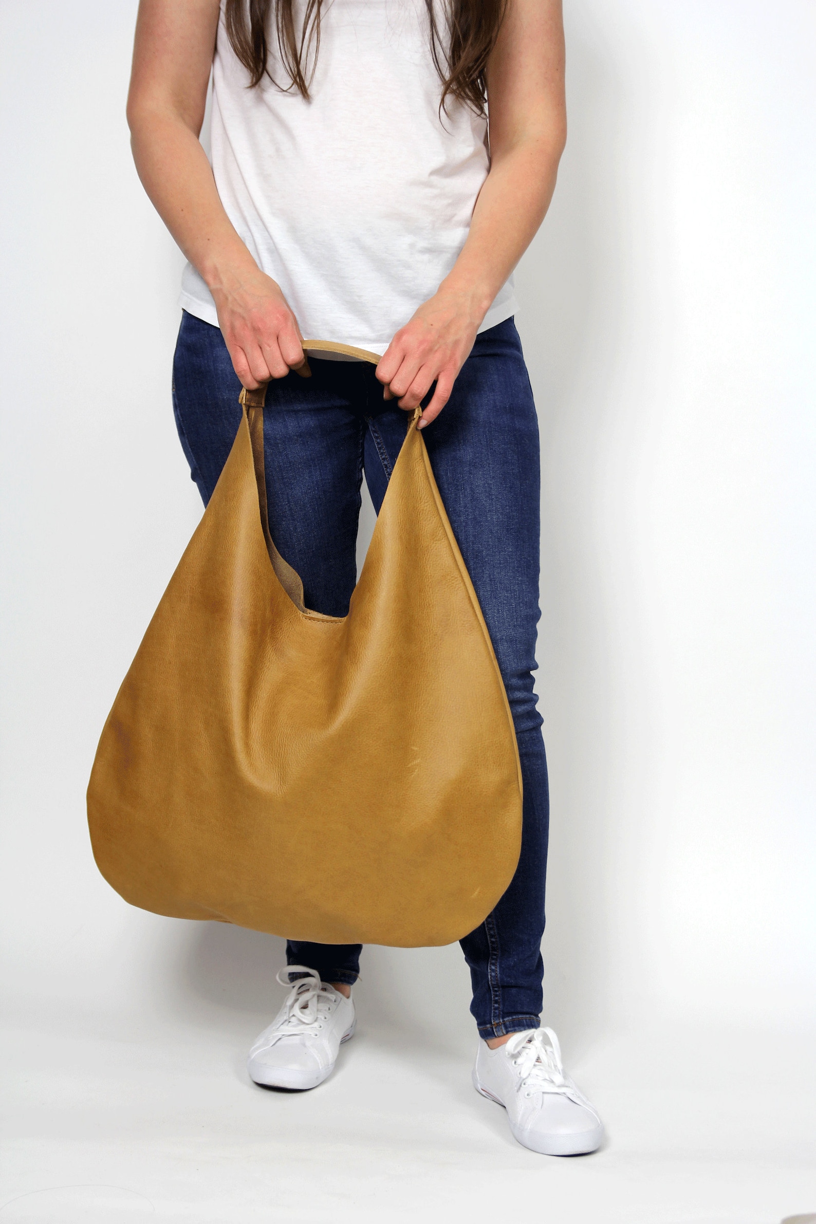 TAN LEATHER HOBO Bag Camel Brown Handbag for Women Light | Etsy