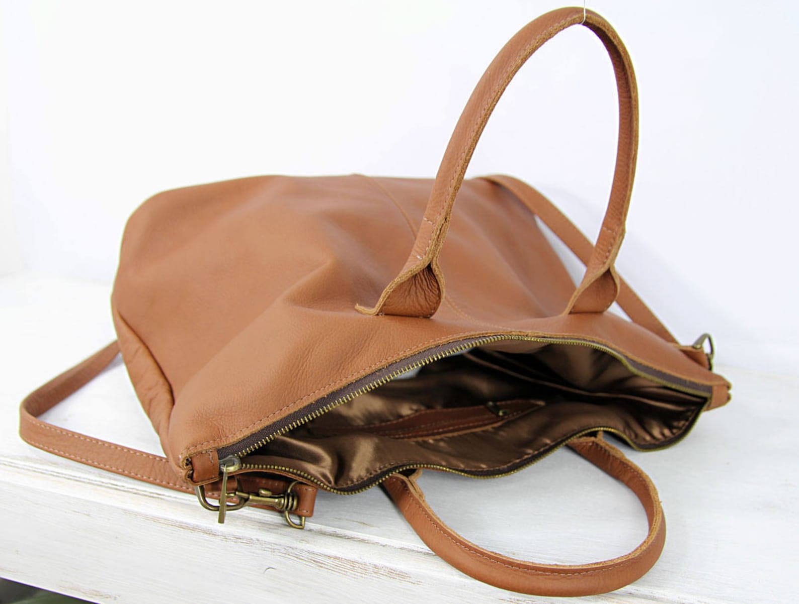 Leather Handbag for Women Tan leather tote Tan Leather | Etsy