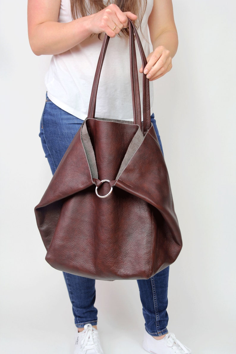 Soft Leather Bag Large Leather Tote Bag Leather Slouchy | Etsy