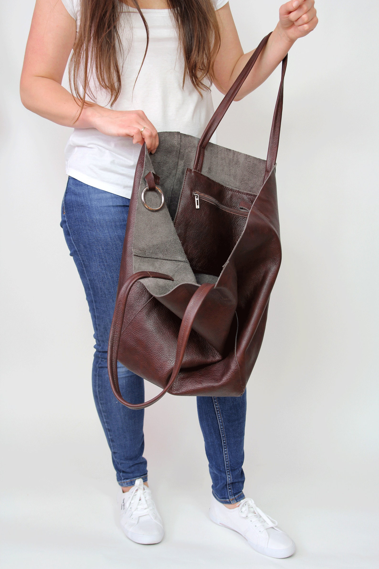 Soft Leather Bag Large Leather Tote Bag Leather Slouchy | Etsy