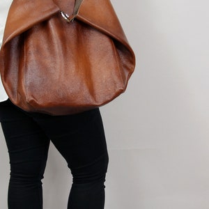 Cognac Brown grand sac en cuir, Sac brun surdimensionné, Sac dachat de ...